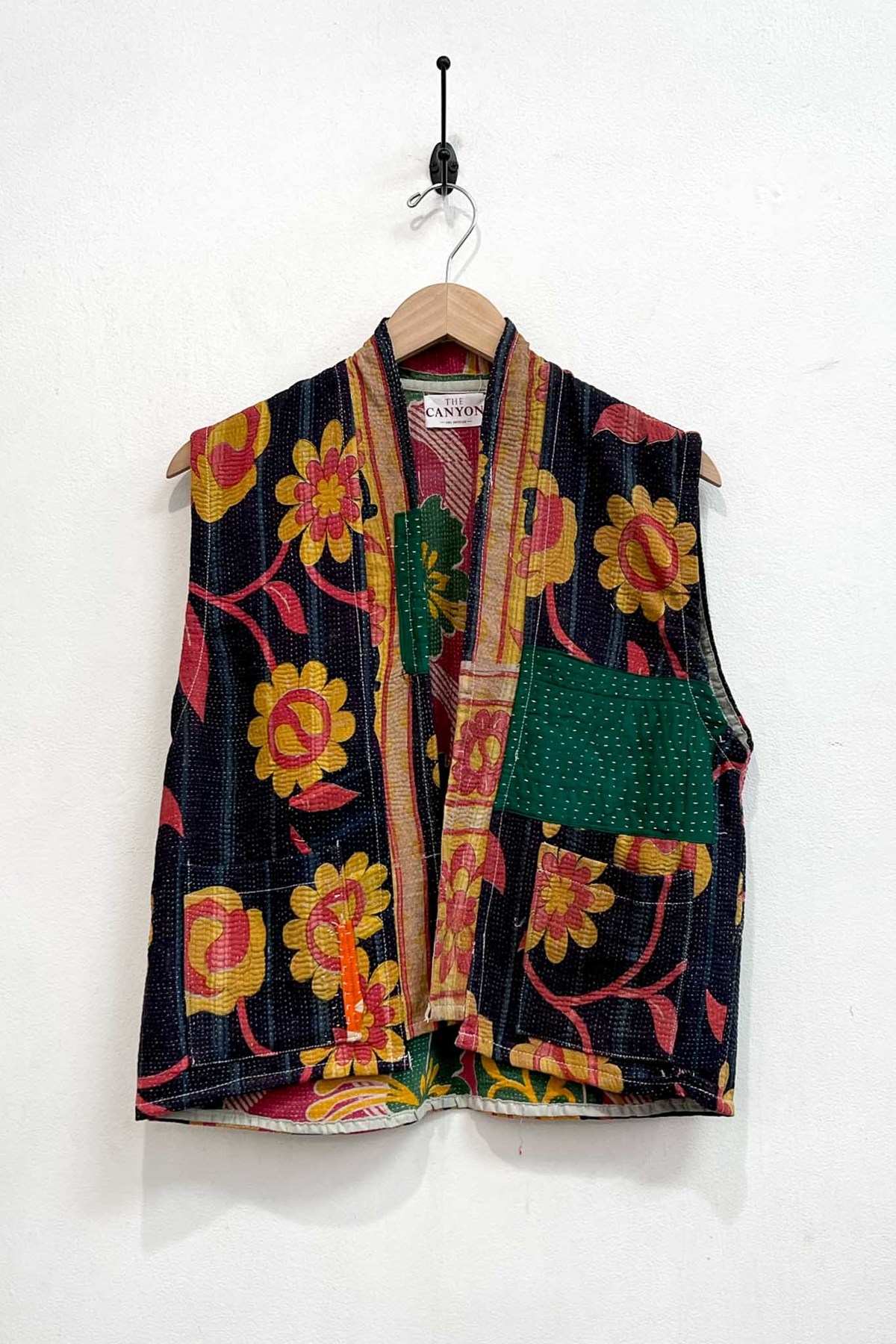 The Canyon Vintage Kantha Vest - Midnight Flowers | Garmentory