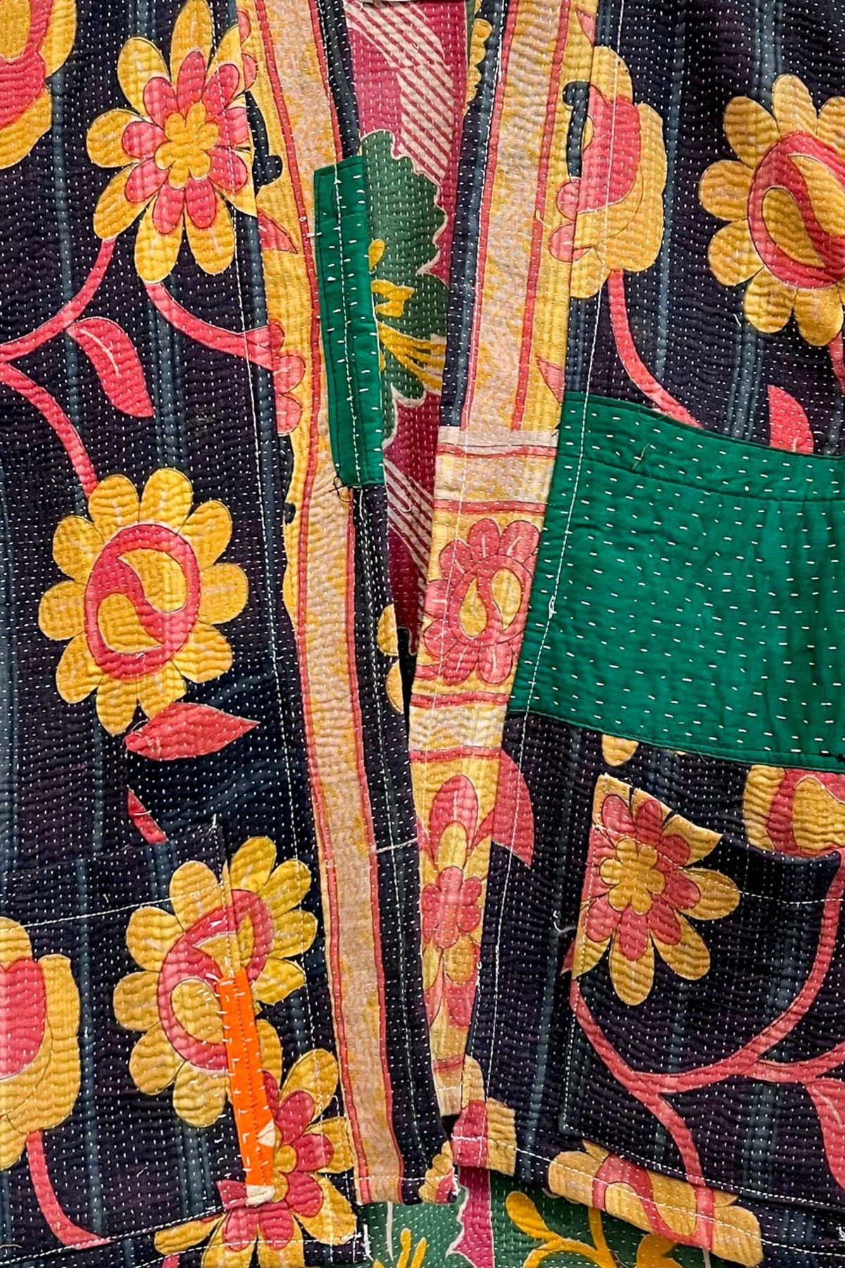 The Canyon Vintage Kantha Vest - Midnight Flowers | Garmentory