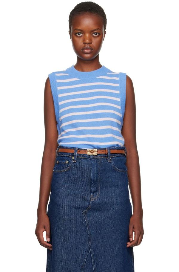 Ganni Striped Vest - Blue | Garmentory