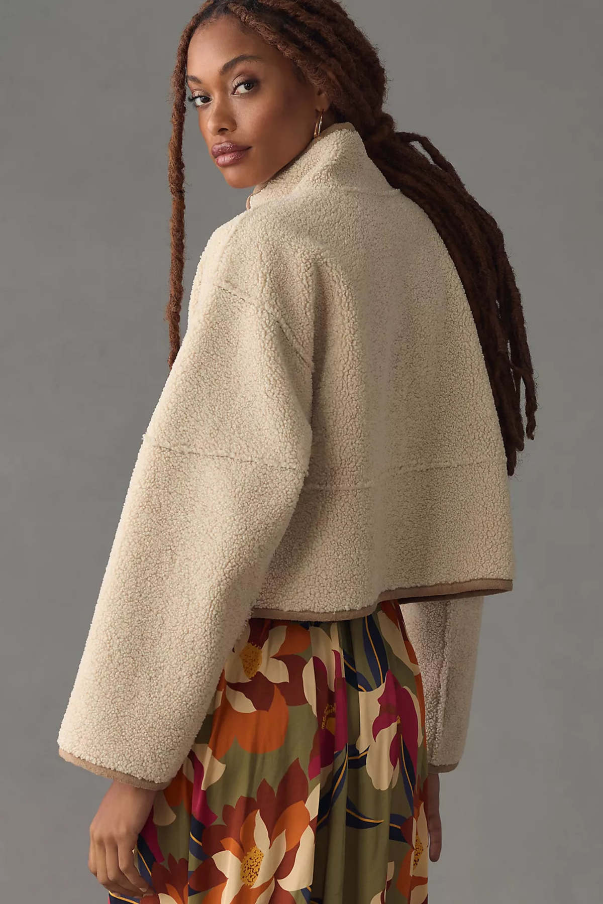 Velvet Kelly Short Sherpa Jacket - Sand/Black | Garmentory