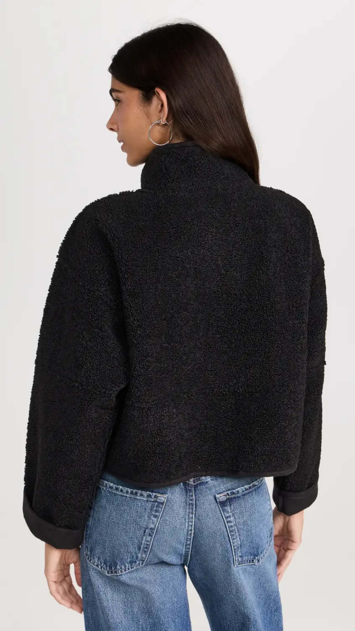 Velvet Kelly Short Sherpa Jacket - Sand/Black | Garmentory