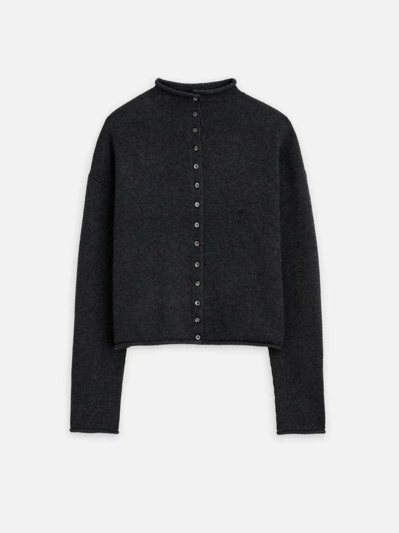 Alex Mill Taylor Rollneck Cardigan Cotton Cashmere - Charcoal | Garmentory