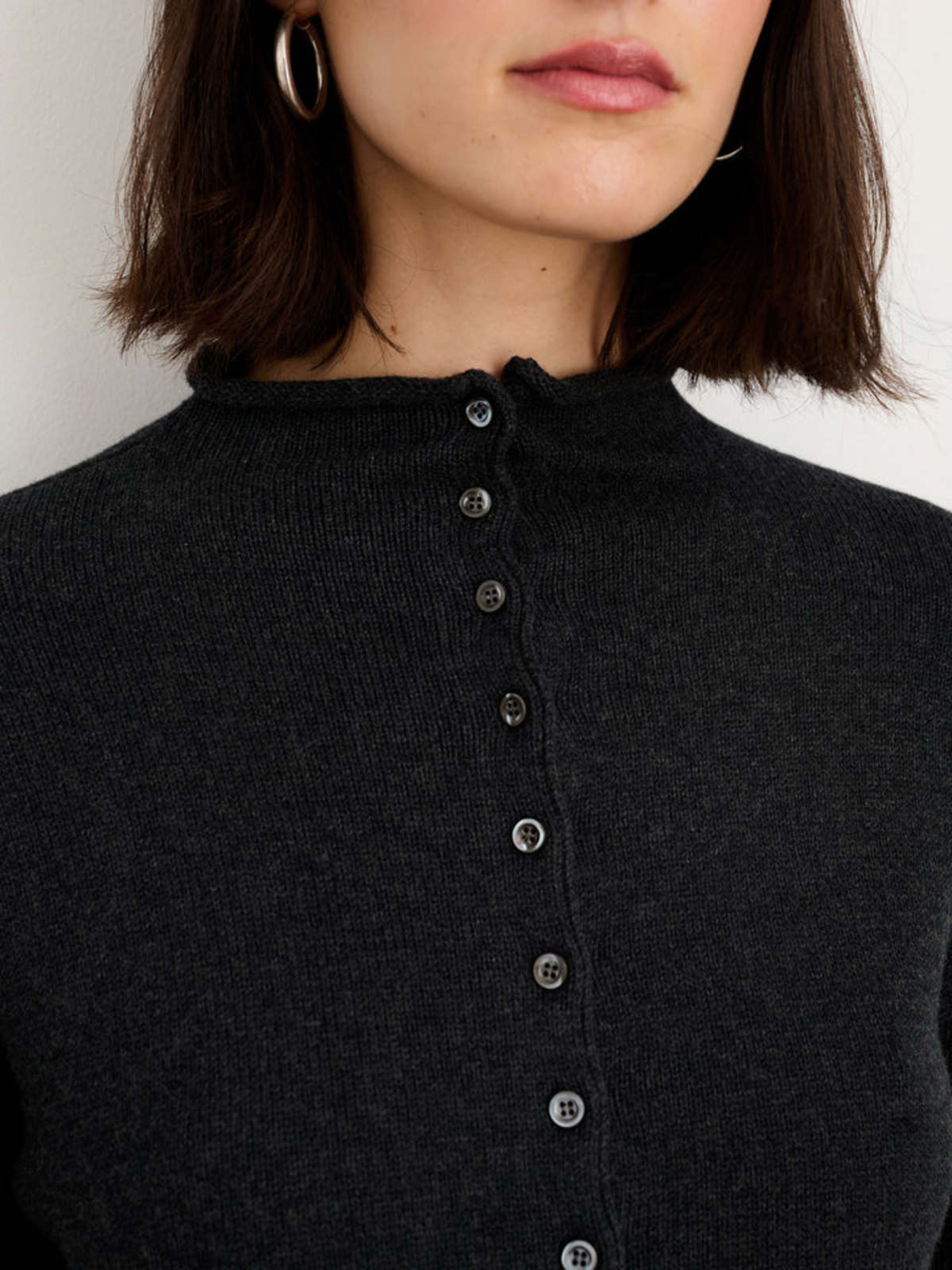 Alex Mill Taylor Rollneck Cardigan Cotton Cashmere - Charcoal | Garmentory