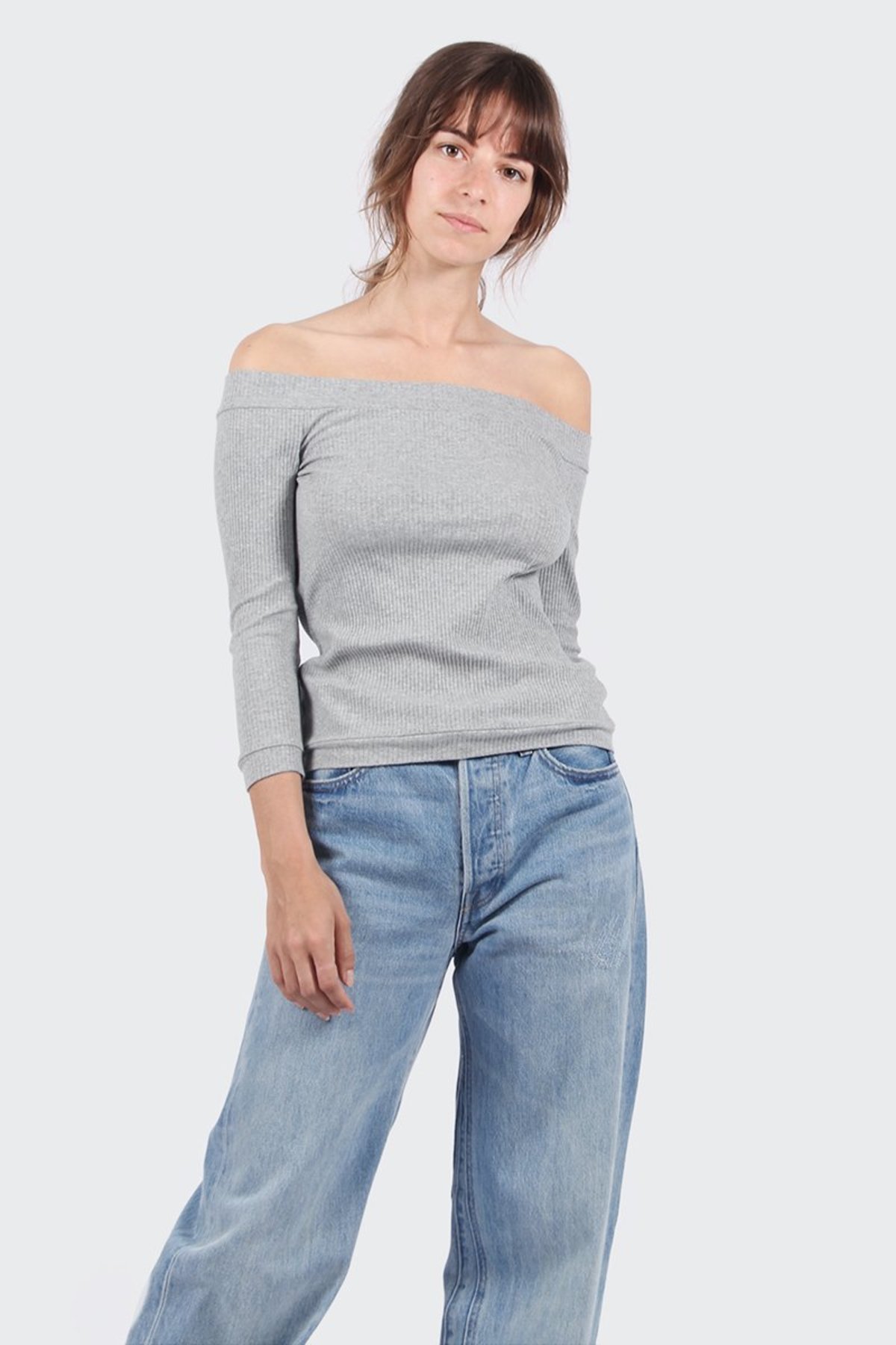 Permanent Vacation Shoulderless Top - Cool Grey | Garmentory