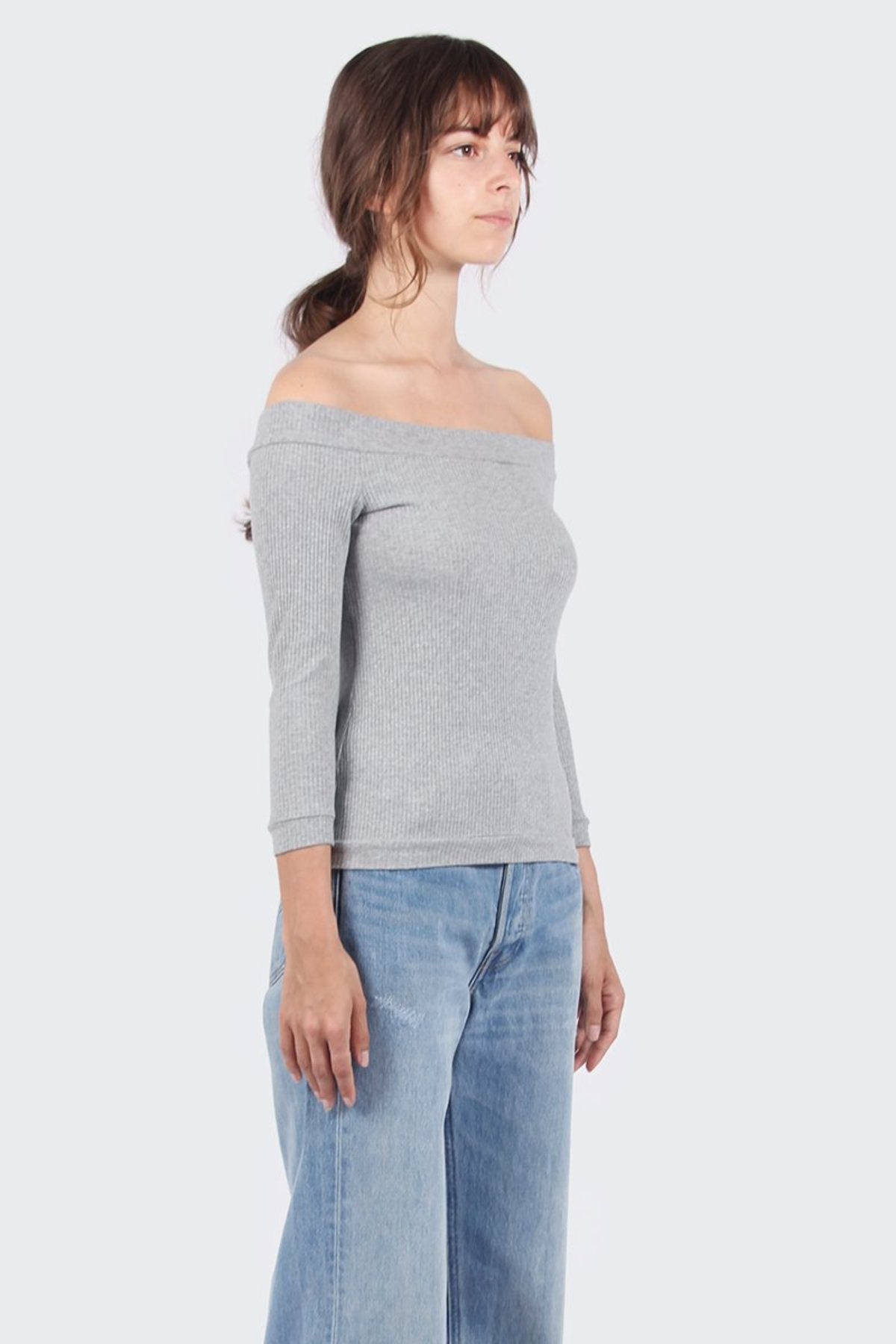 Permanent Vacation Shoulderless Top - Cool Grey | Garmentory