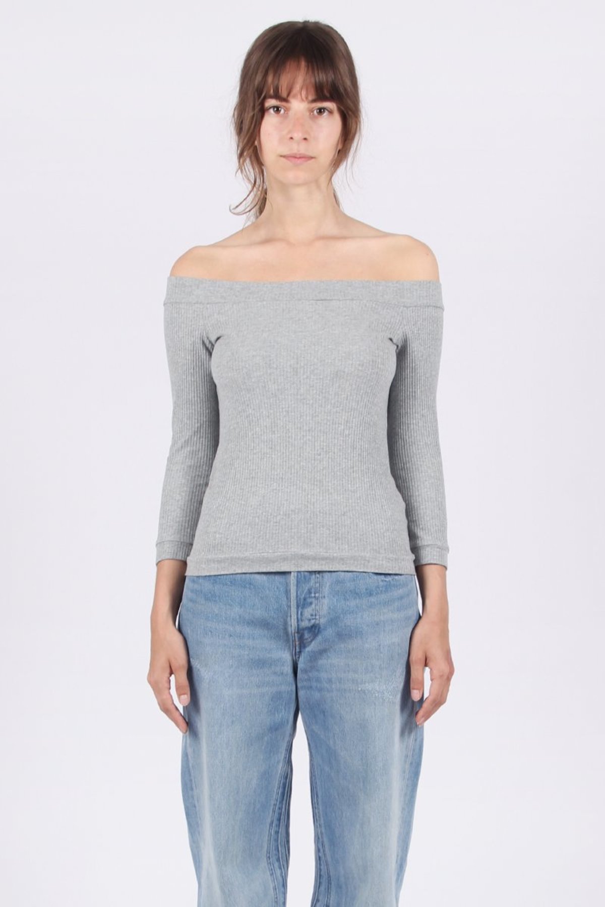 Permanent Vacation Shoulderless Top - Cool Grey | Garmentory