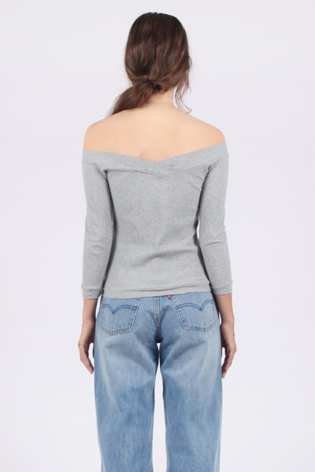 Permanent Vacation Shoulderless Top - Cool Grey | Garmentory