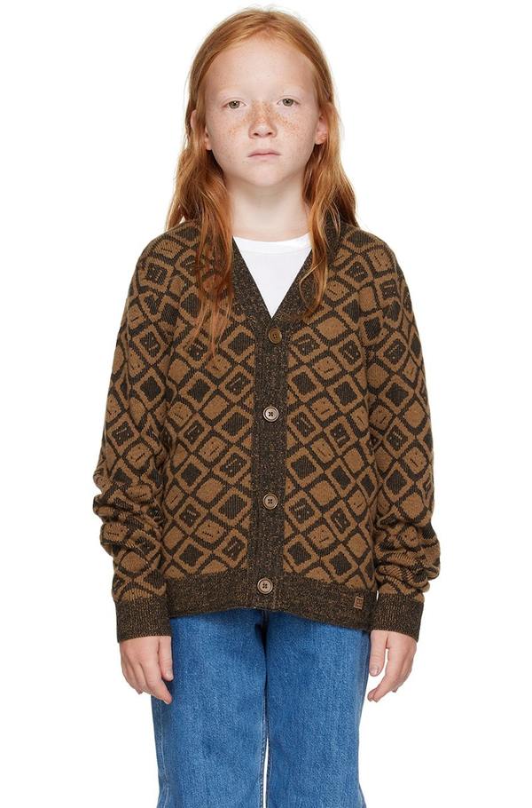 Kids Acne Studios Tiles Cardigan - Brown | Garmentory