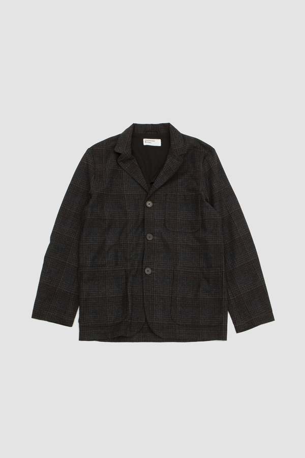 Universal Works 3 Button Reuse Wool Mix Jacket - Charcoal | Garmentory