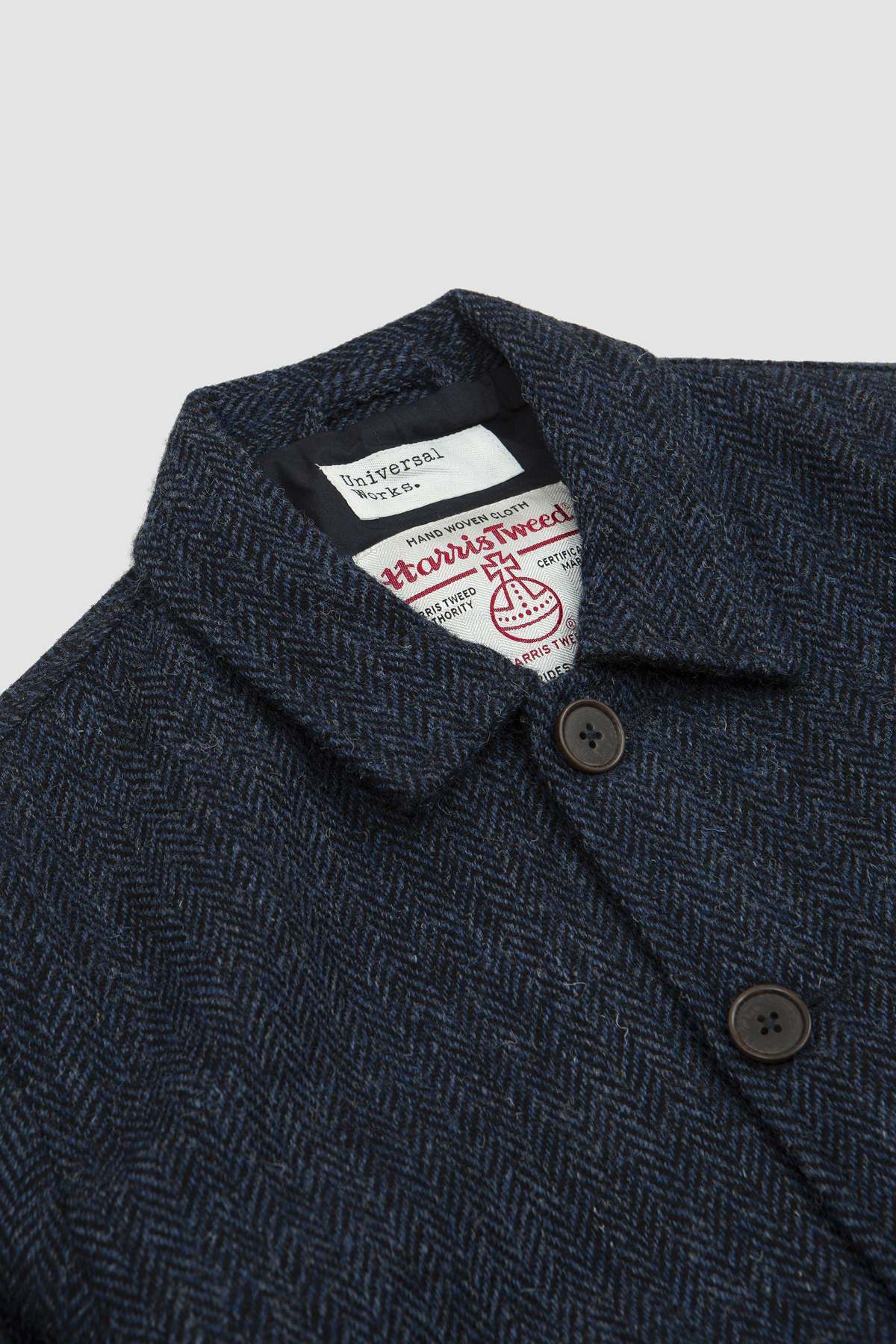 Universal Works Bakers Harris Tweed Jacket - Navy Herringbone | Garmentory