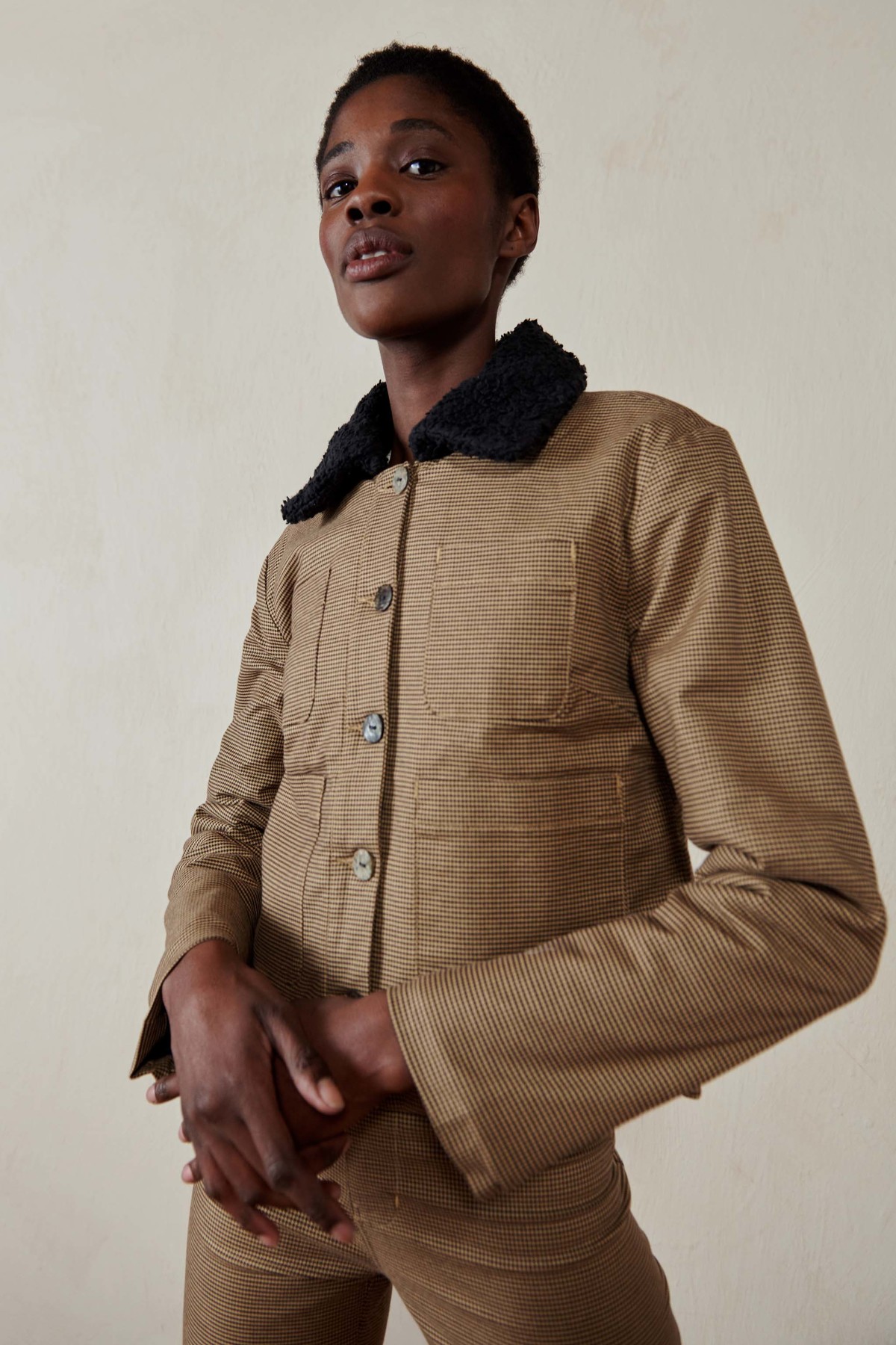 Maria Stanley MILO JACKET - Tan/Dark Brown | Garmentory