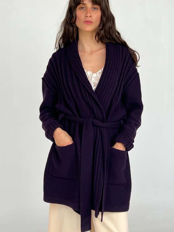 Sonia Rykiel Wrap Sweater - Plum | Garmentory
