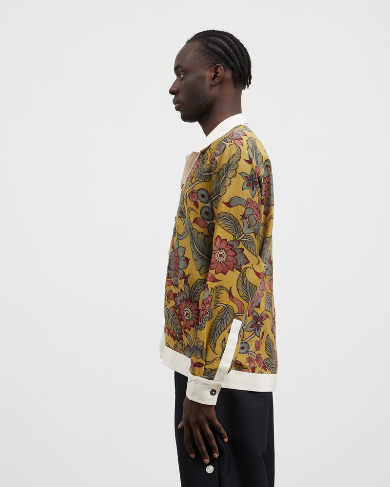 Karu Research Camp Shirt - Hand Painted Kalamkari Yellow | Garmentory