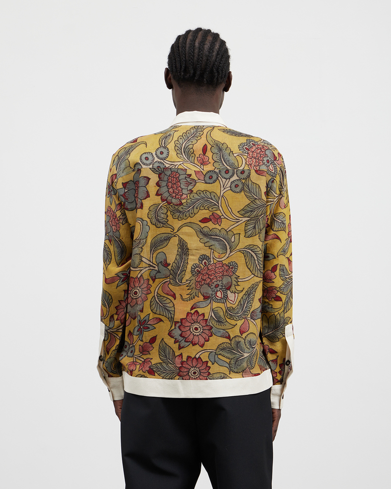 Karu Research Camp Shirt - Hand Painted Kalamkari Yellow | Garmentory