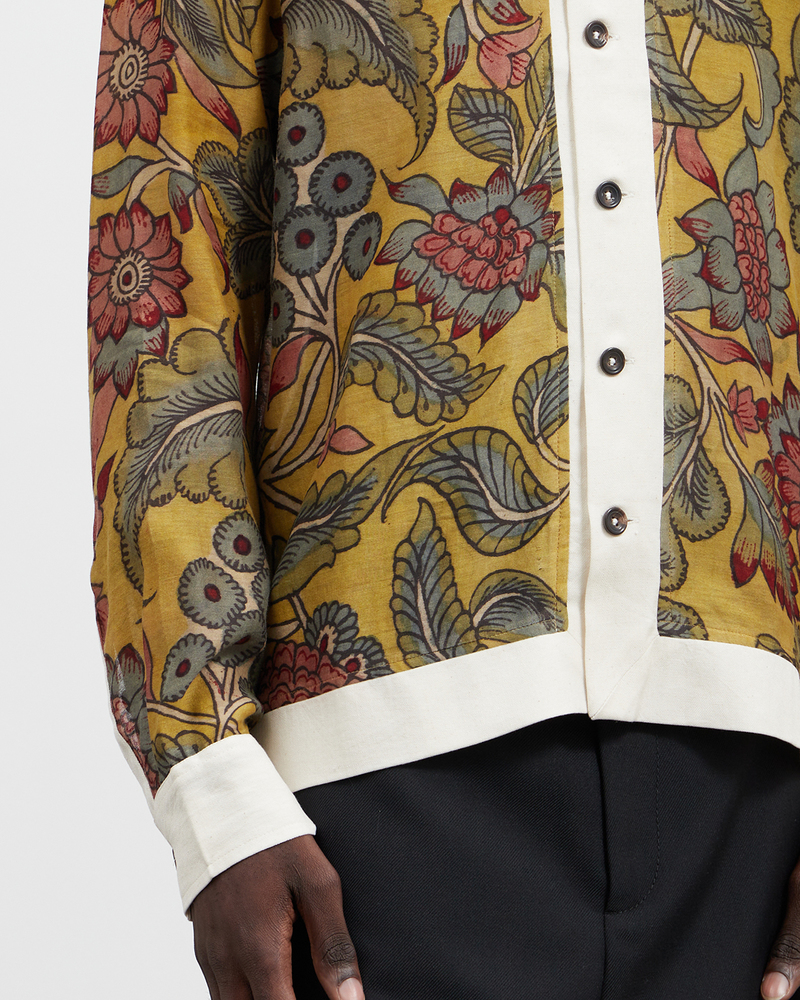 Karu Research Camp Shirt - Hand Painted Kalamkari Yellow | Garmentory