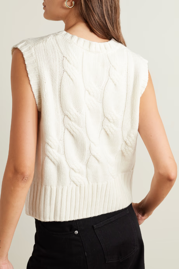 Allude Cable Knit Vest - Ivory | Garmentory