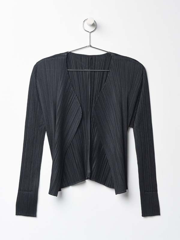 Pleats Please by Issey Miyake BASICS CARDIGAN - BLACK | Garmentory