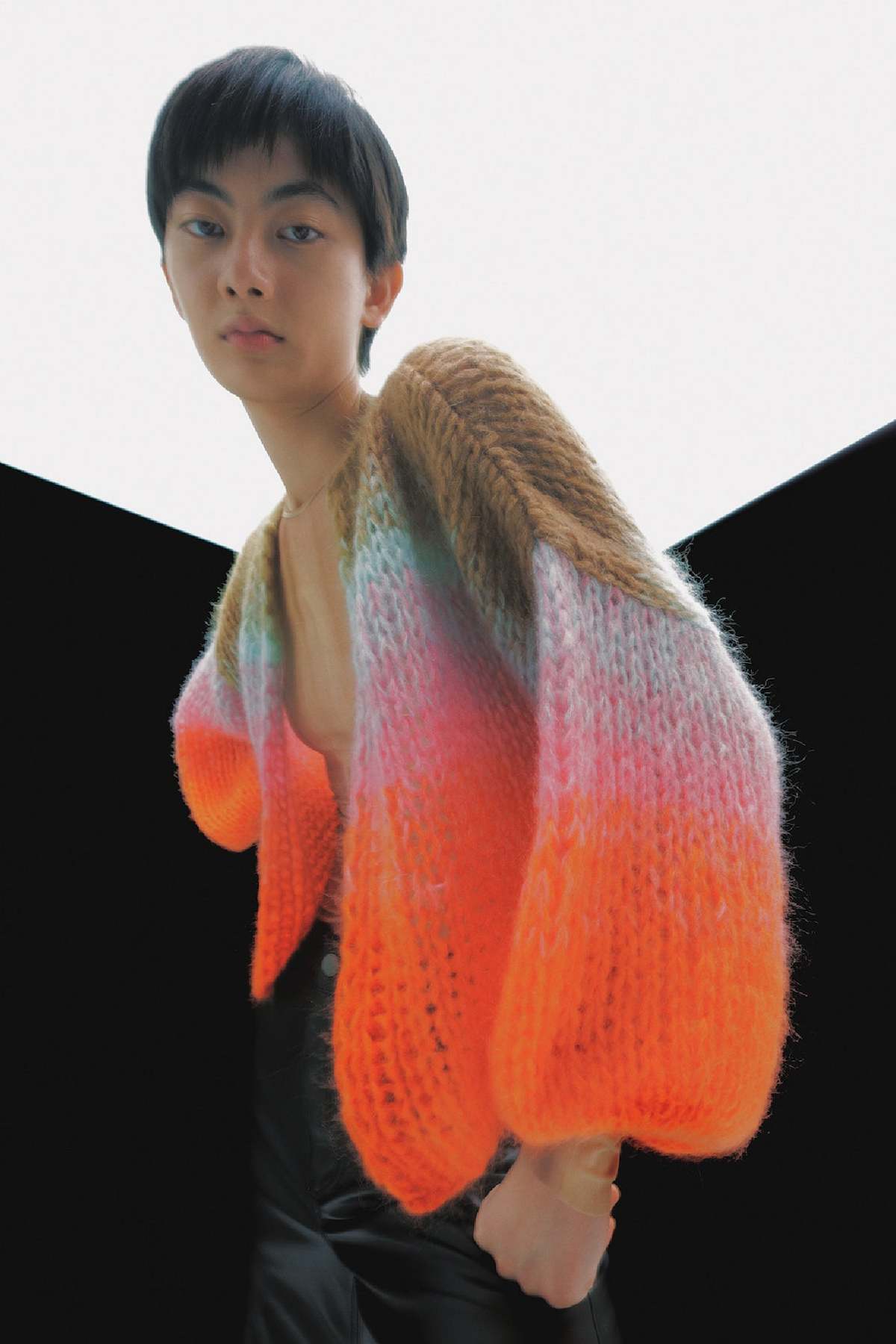 Maiami Gradient Fade Bomber Cardigan - Cool Pastels | Garmentory