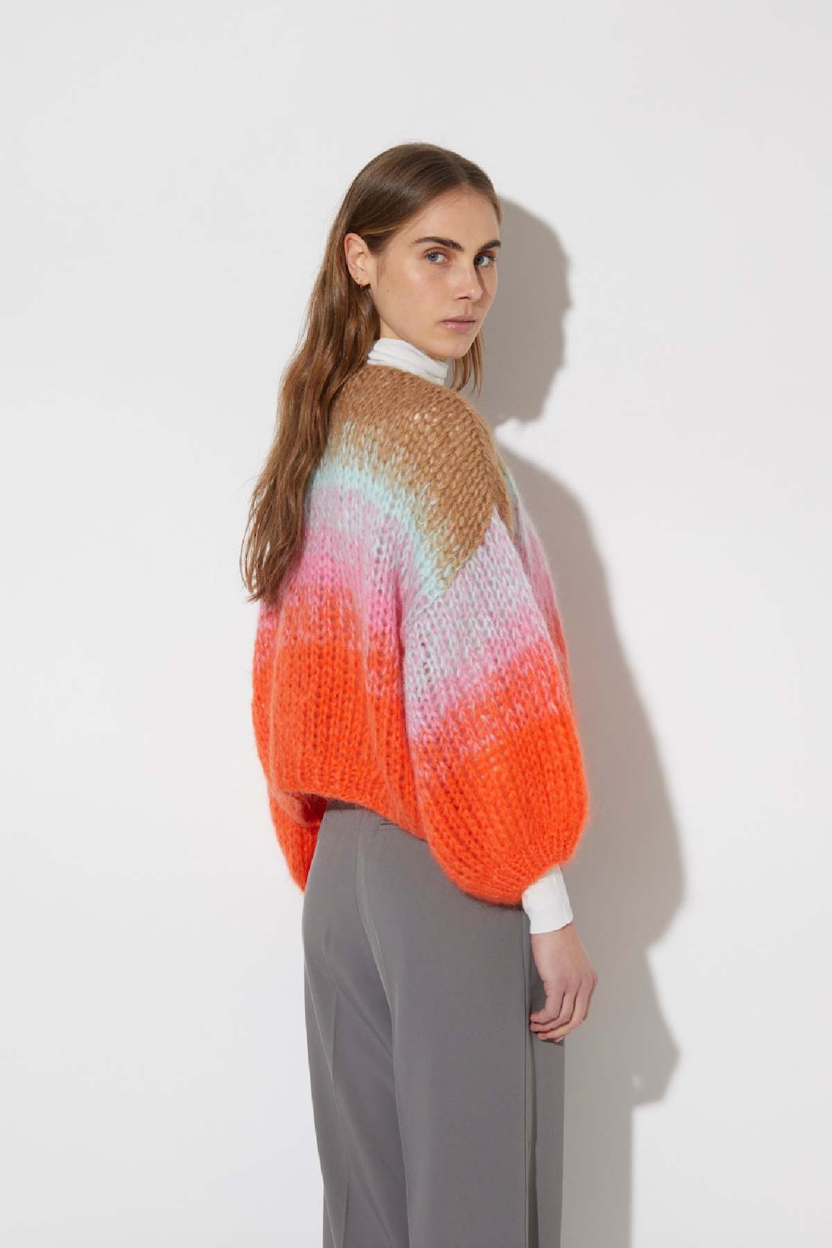 Maiami Gradient Fade Bomber Cardigan - Cool Pastels | Garmentory