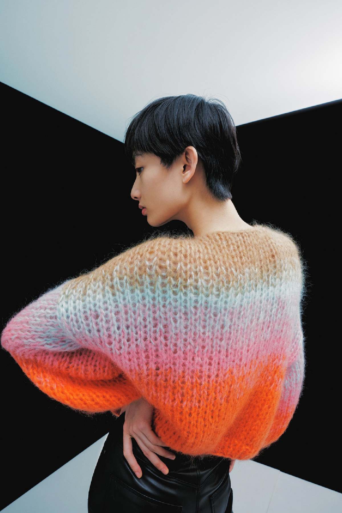 Maiami Gradient Fade Bomber Cardigan - Cool Pastels | Garmentory