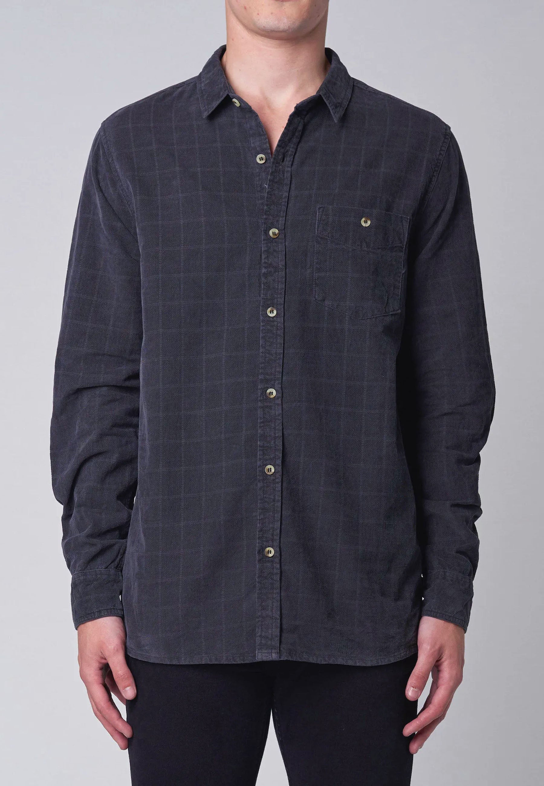 Rollas Men At Work Tile Cord Shirt - Black | Garmentory