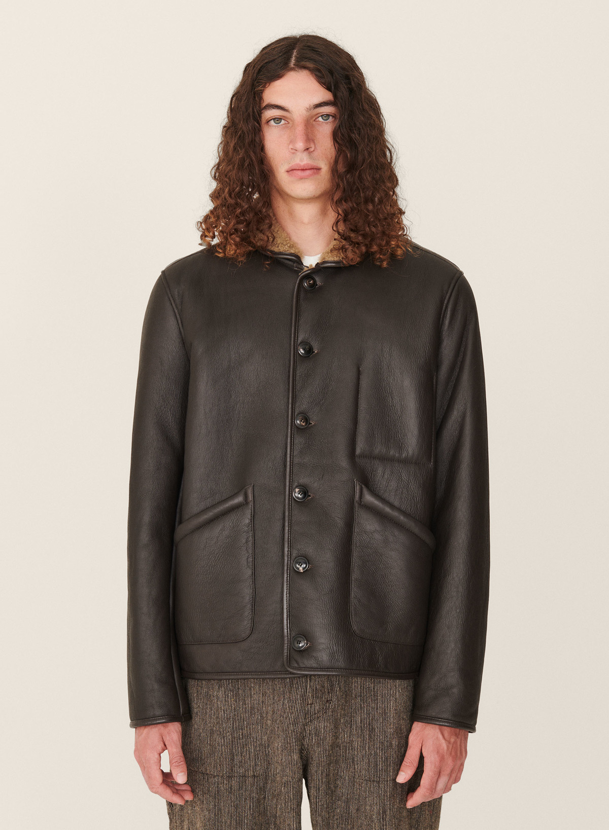 YMC Brainticket Mk1 Leather Jacket - Brown | Garmentory