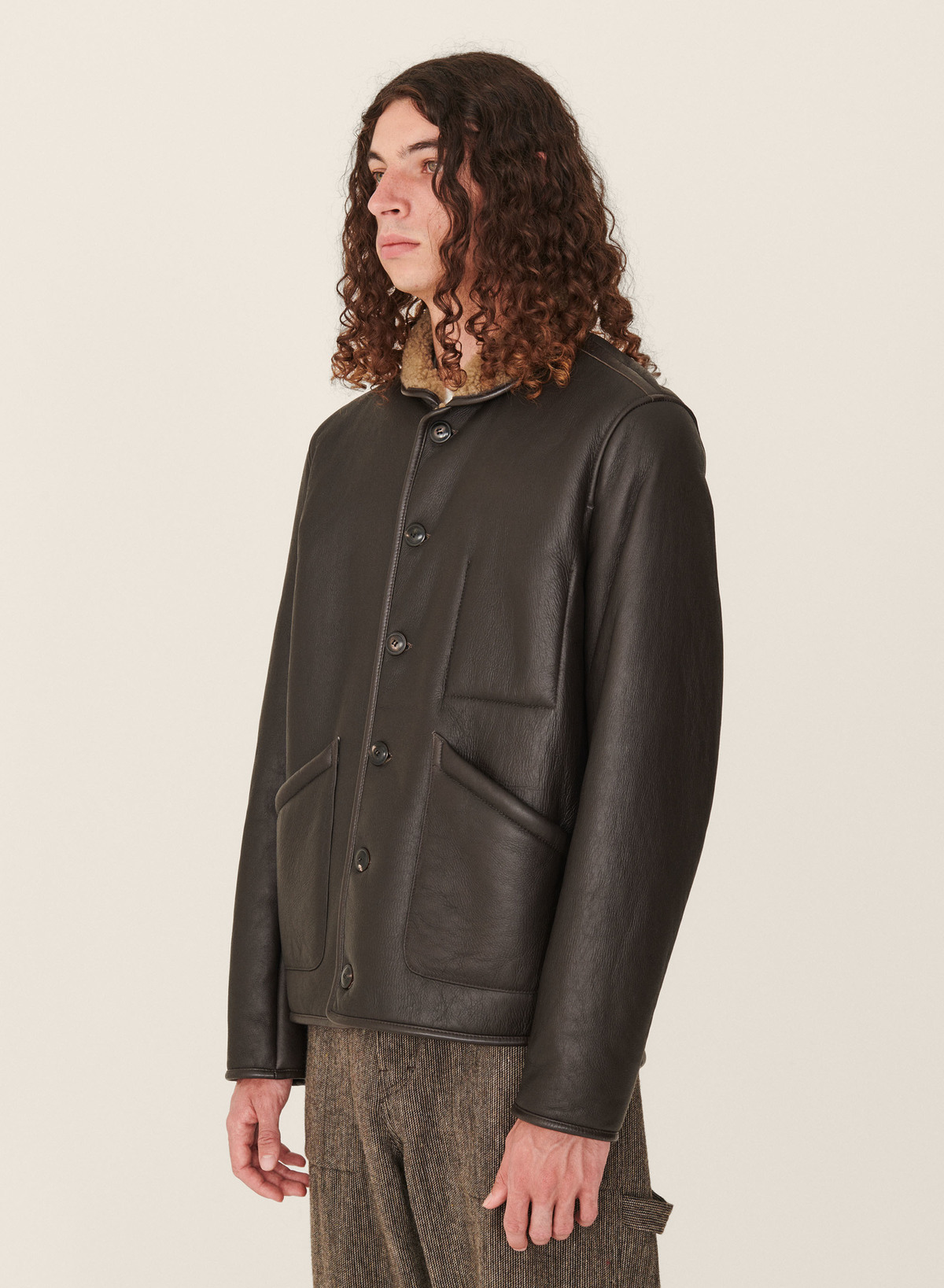 YMC Brainticket Mk1 Leather Jacket - Brown | Garmentory