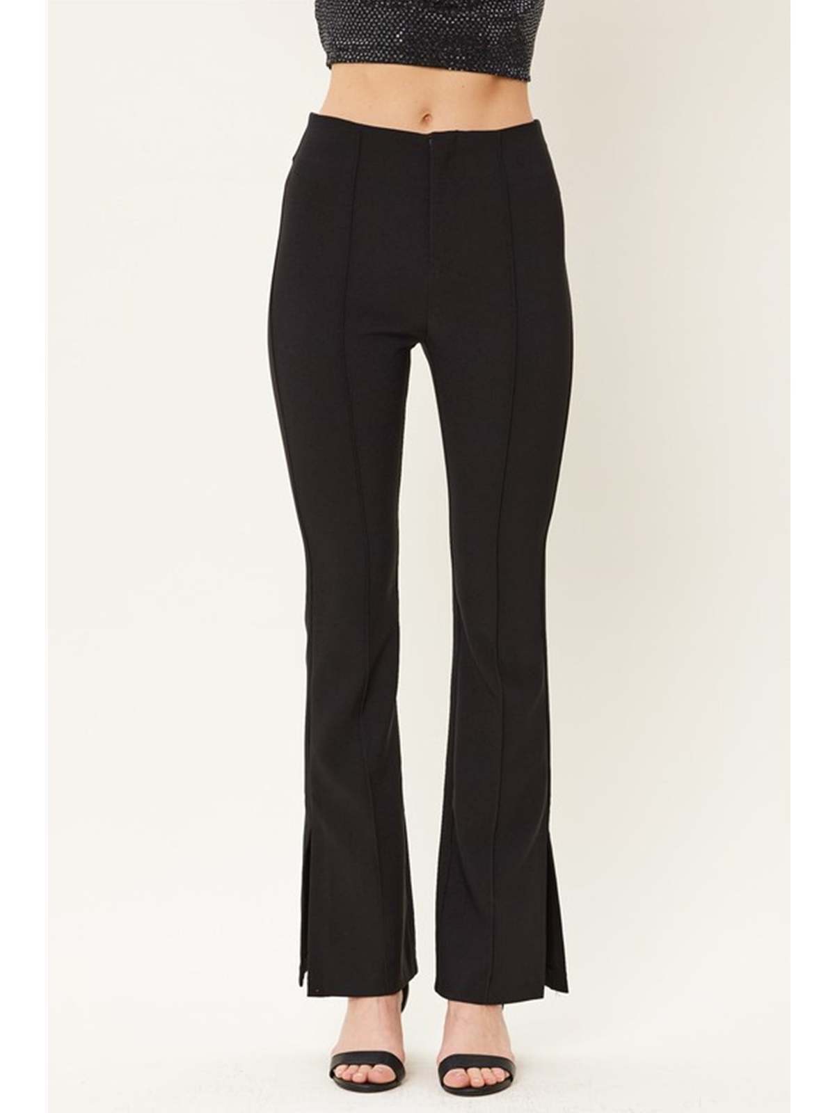 Idem Ditto Silas Side Slit Flare Pants - Black | Garmentory