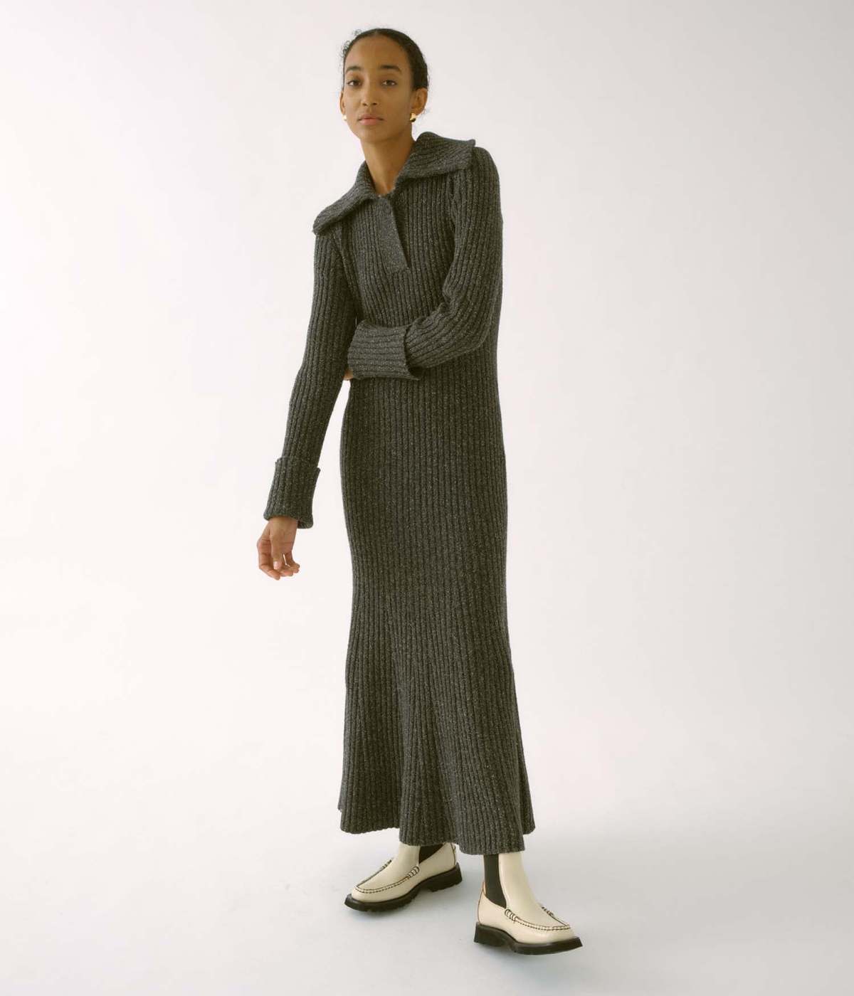 SAYAKA DAVIS NEW YORK Knit Polo Dress - Charcoal | Garmentory