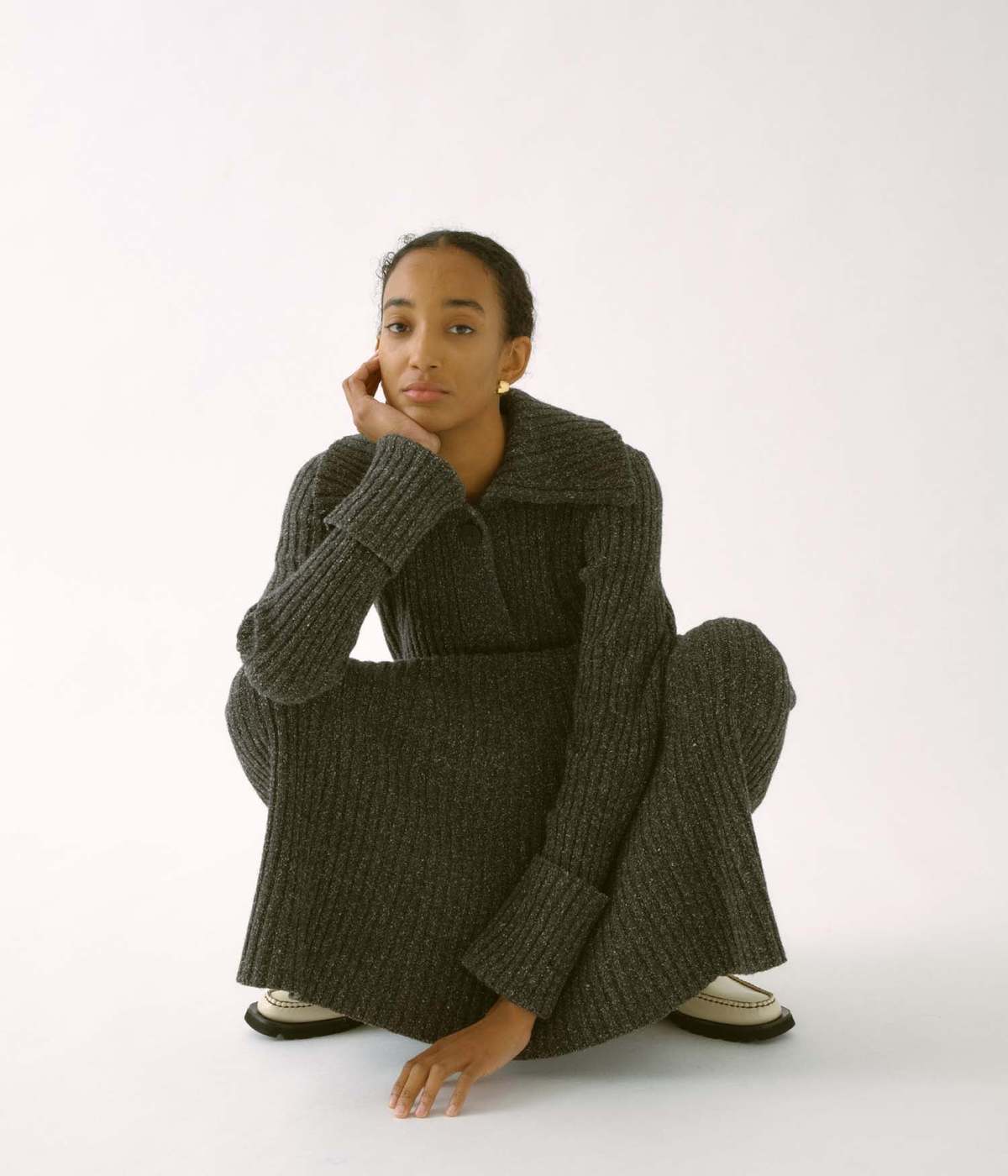 SAYAKA DAVIS NEW YORK Knit Polo Dress - Charcoal | Garmentory