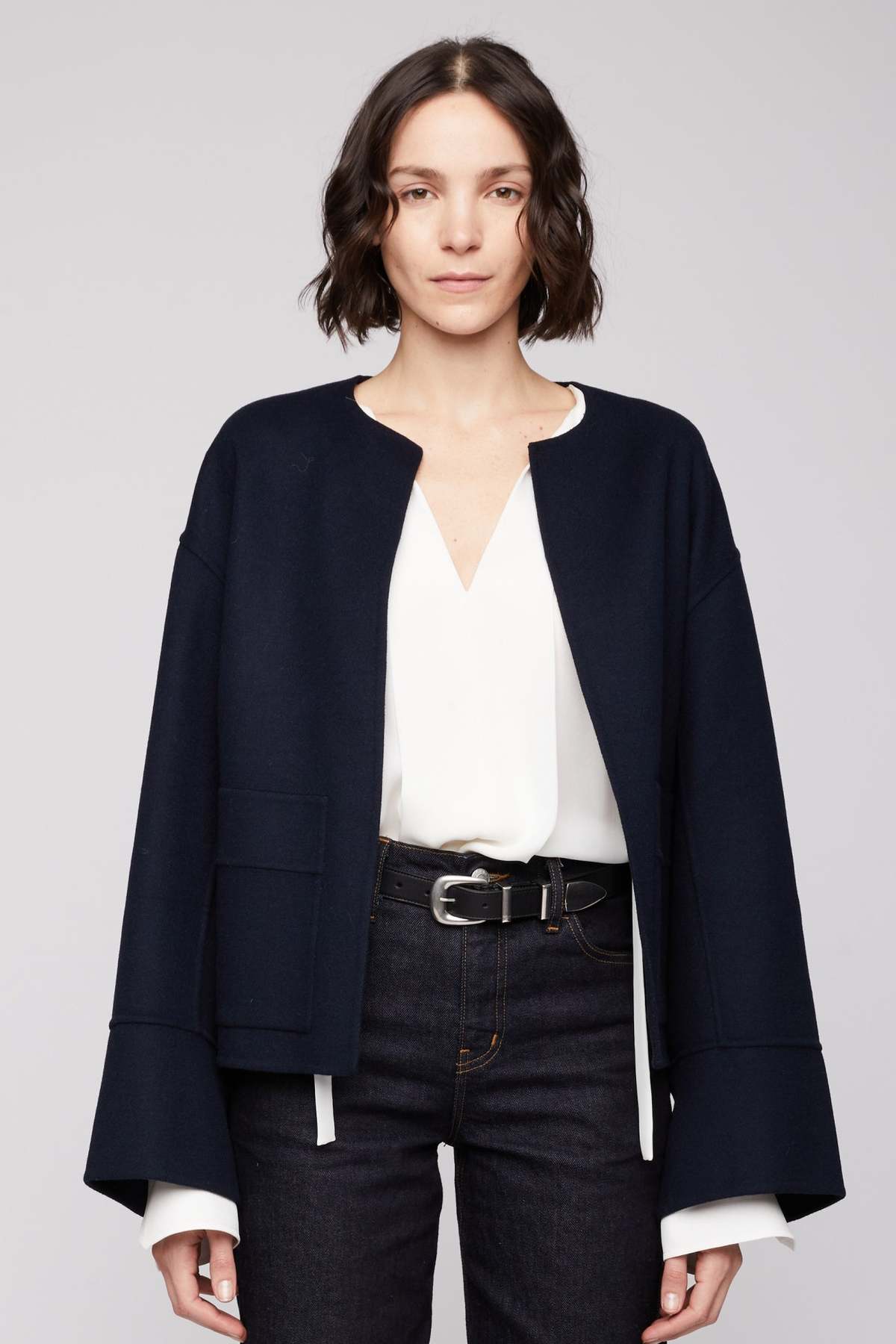 ALC Finley Wool Cape Jacket - Navy | Garmentory