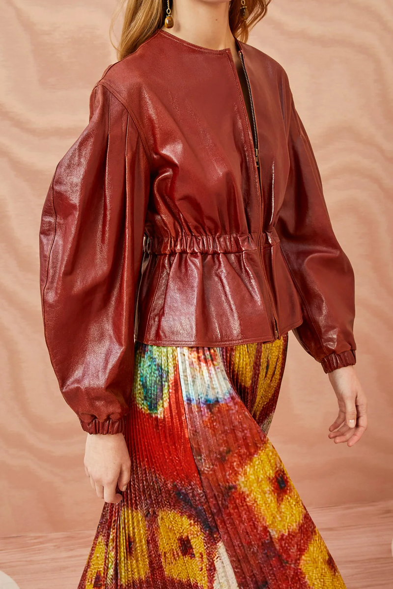 Ulla Johnson Briar Leather Jacket - Mahogany | Garmentory