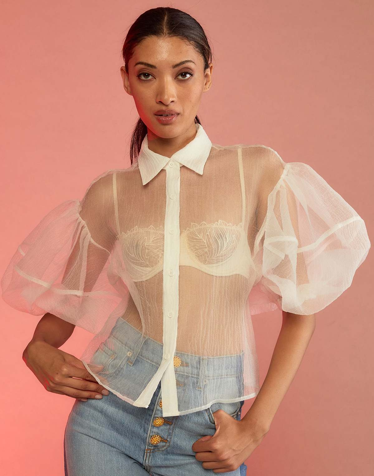 Cynthia Rowley Sheer Bliss Blouse - White | Garmentory