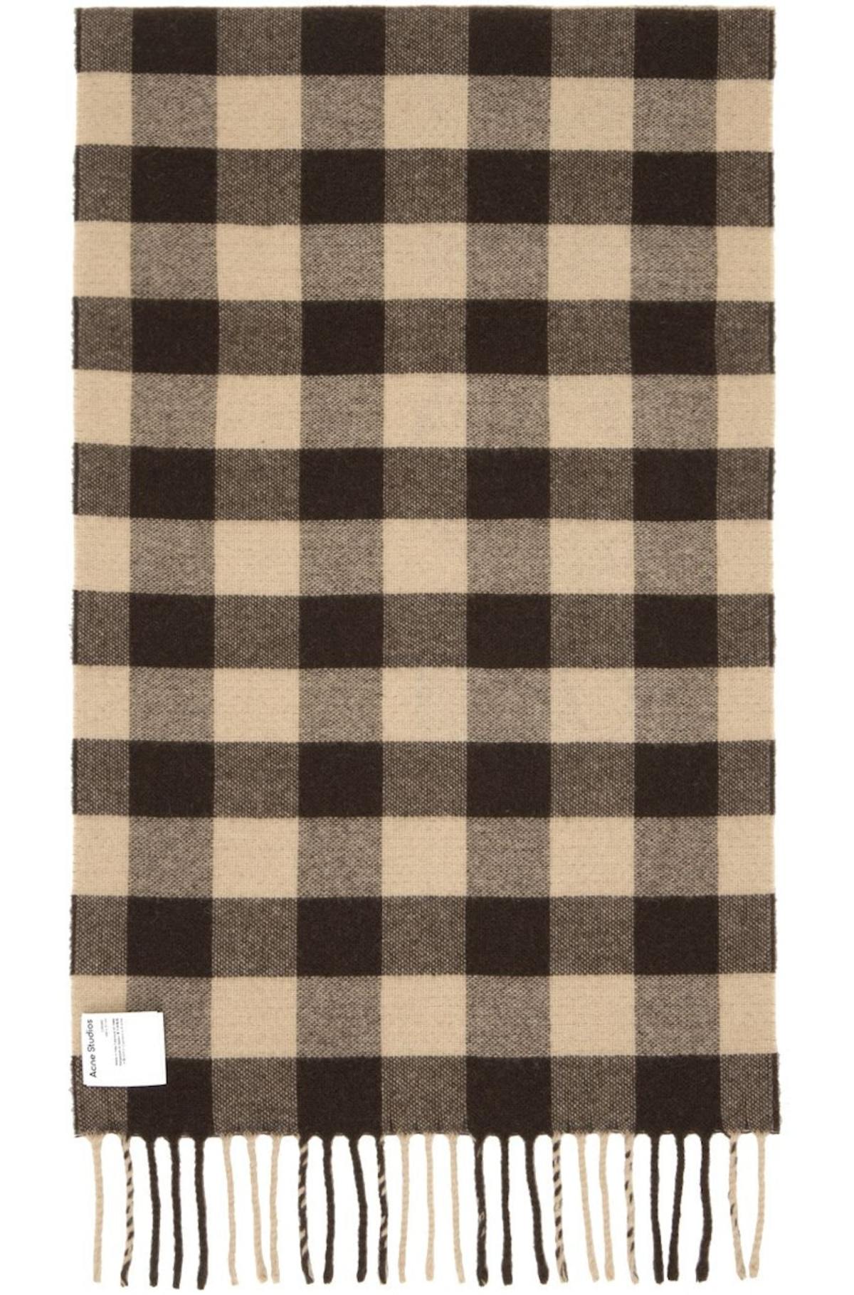 Acne Studios Brown Check Scarf - Brown/Green | Garmentory
