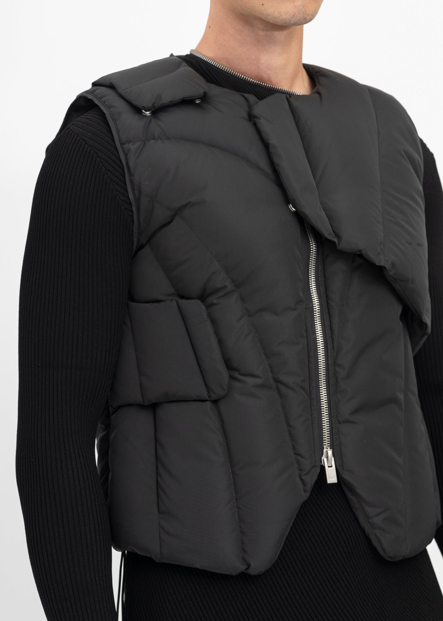 Heliot Emil Layered Down Vest - Black | Garmentory