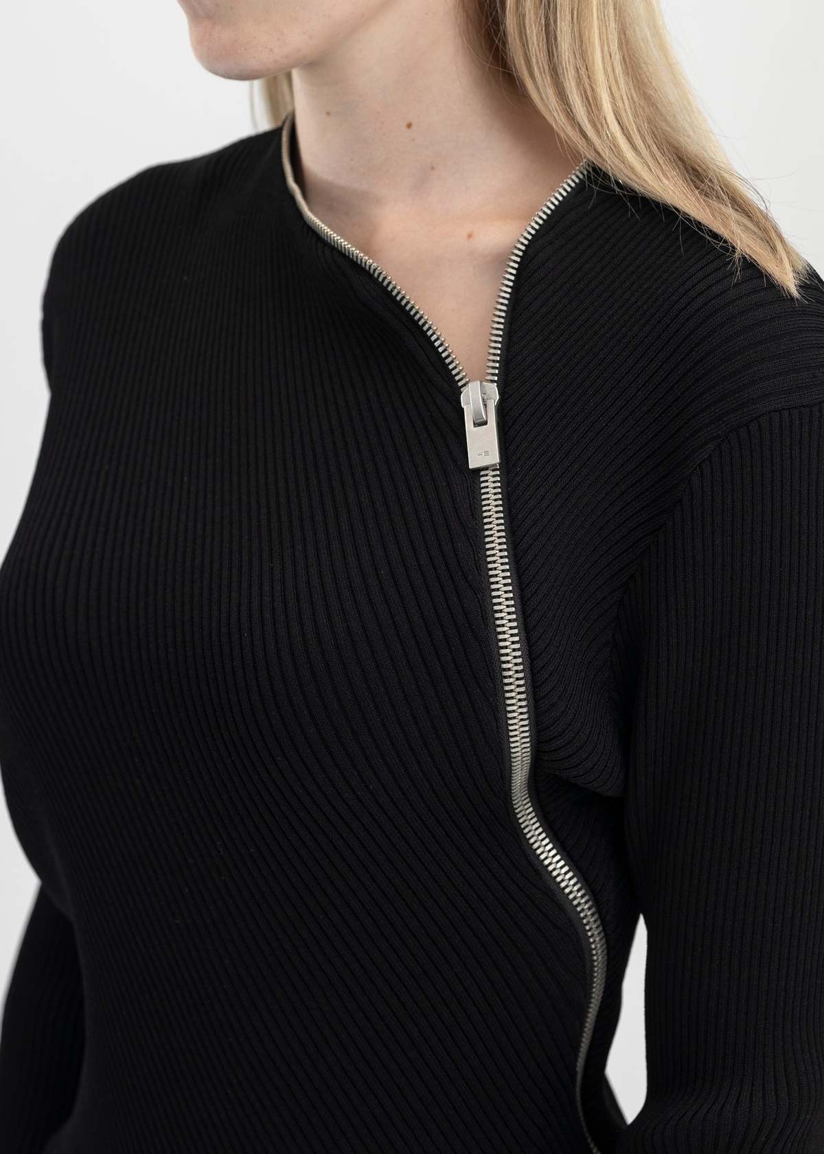 Heliot Emil Tied Zip Knit - Black | Garmentory