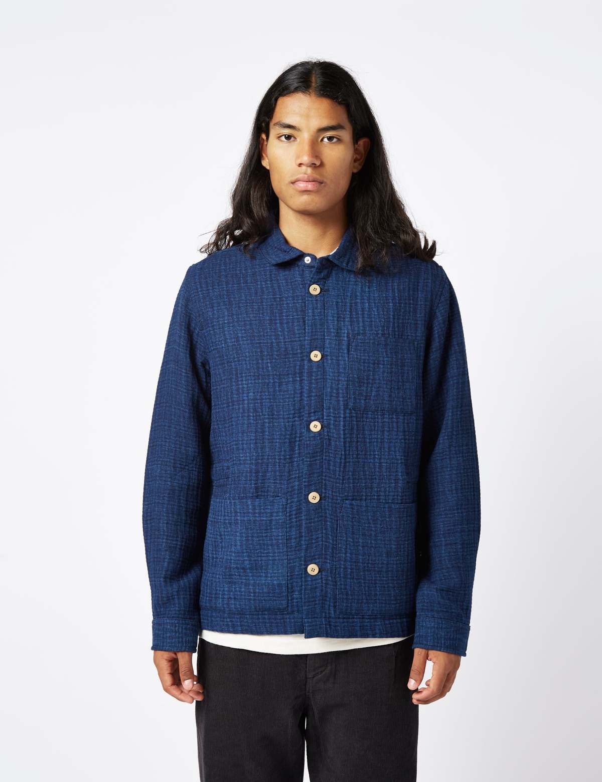 Folk Waffle Assembly Jacket - Indigo Blue | Garmentory