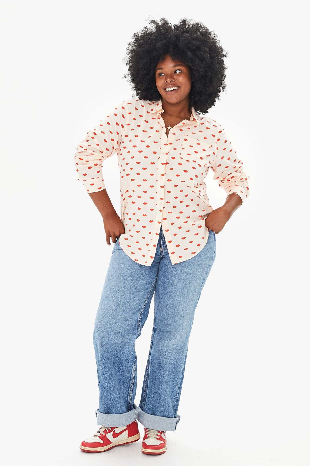 Clare V. Phoebe Lips Top - Blush/Poppy | Garmentory