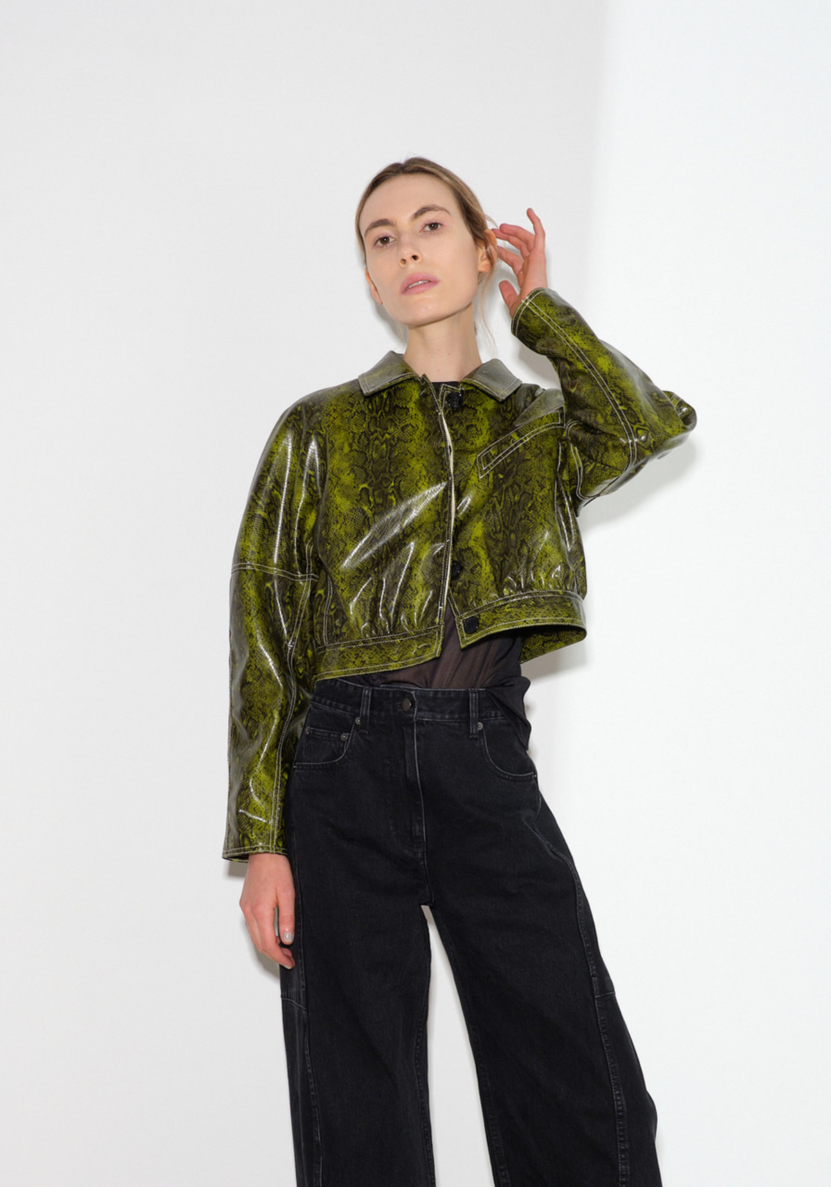 Ganni Snake Short Jacket - Spinach Green | Garmentory
