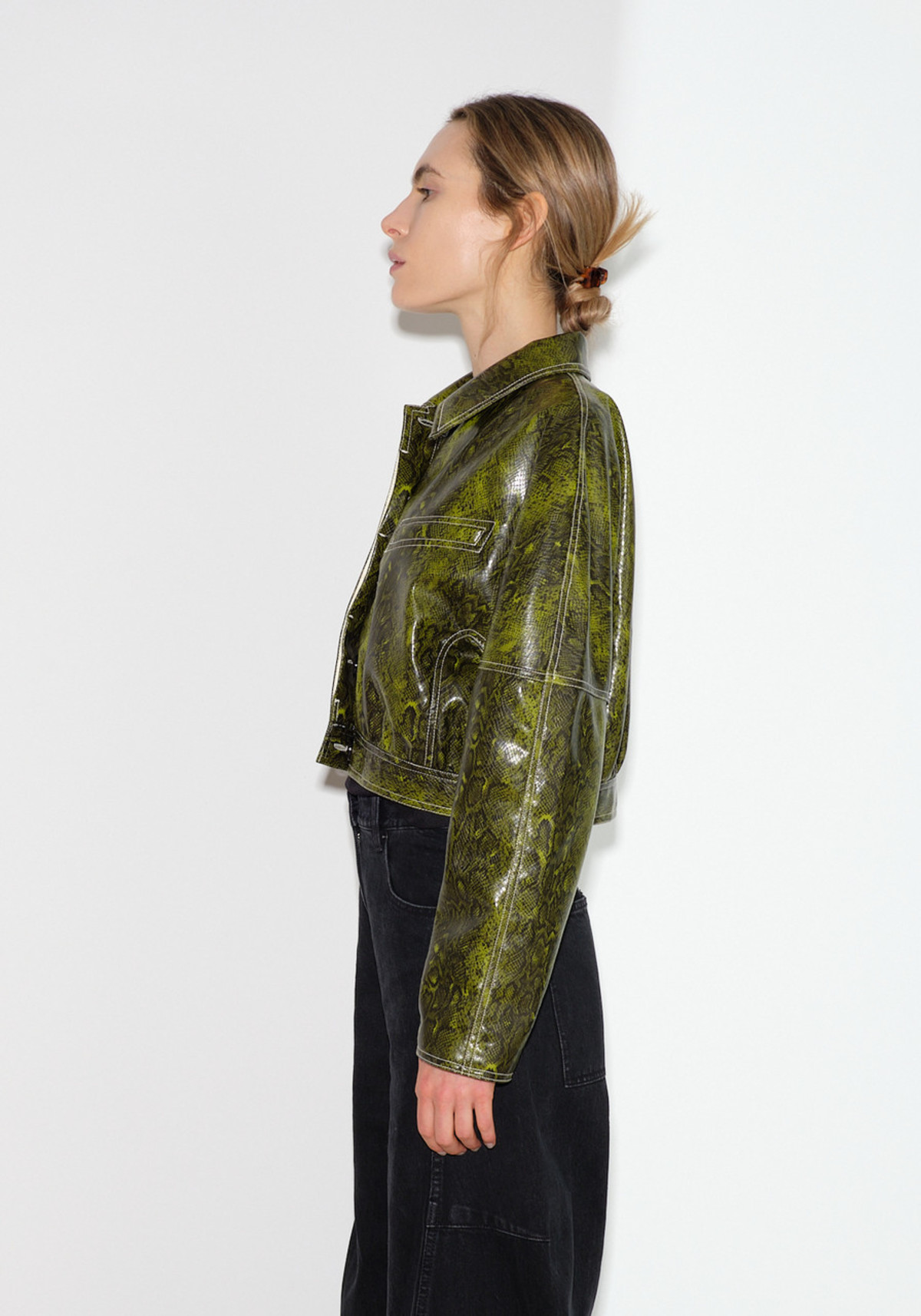 Ganni Snake Short Jacket - Spinach Green | Garmentory