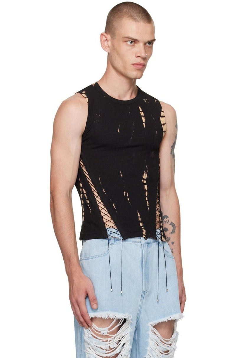 Dion Lee Picot Lace Tank Top - Black | Garmentory