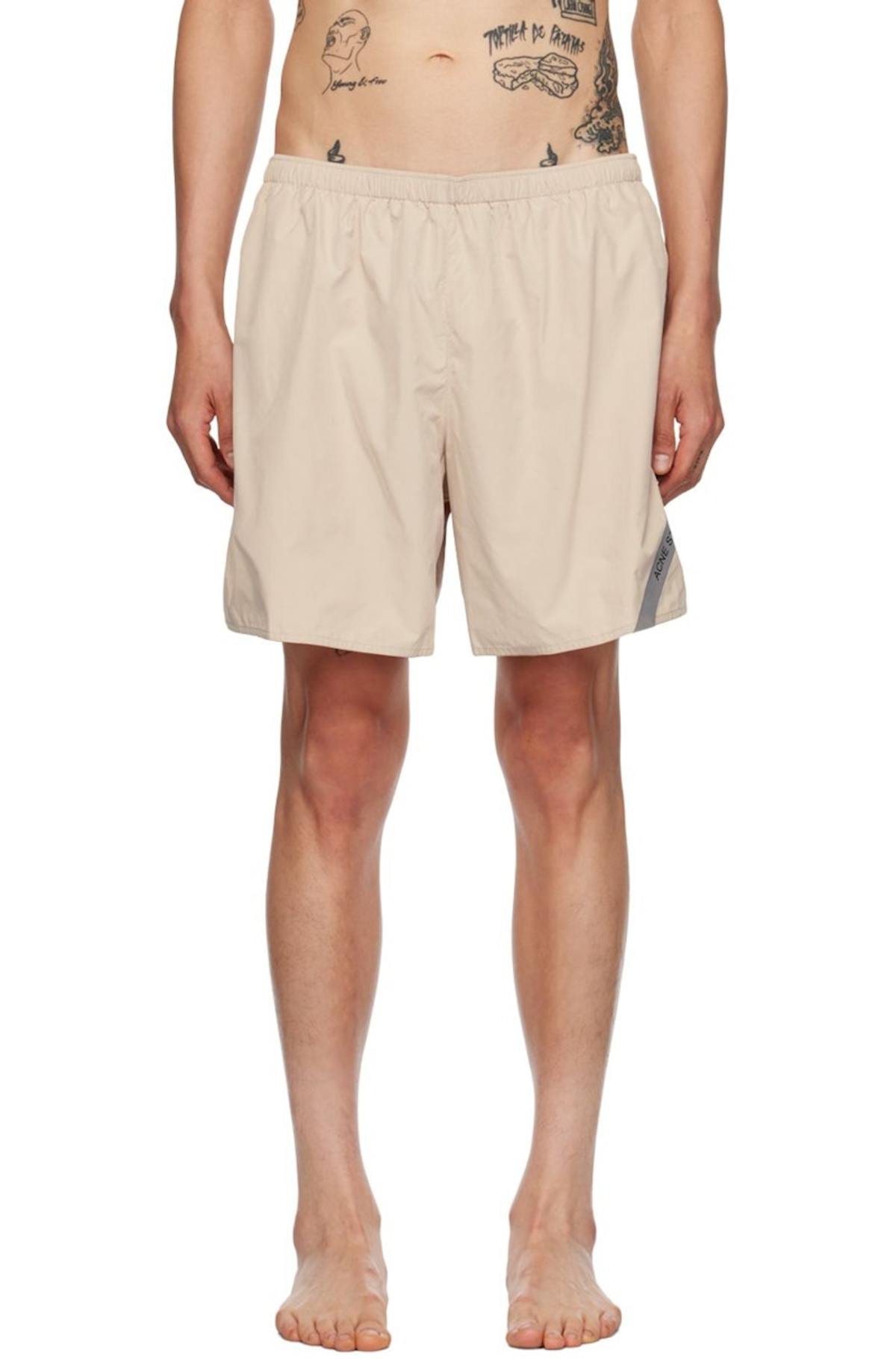 Acne Studios Reflective Swim Shorts - Beige | Garmentory