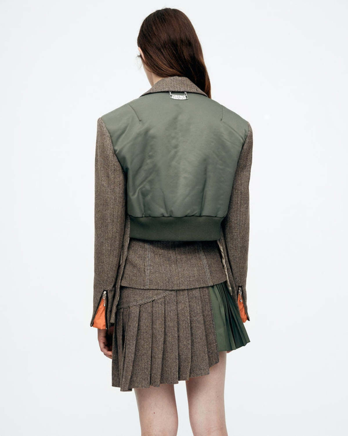 ANDERSSON BELL Haruko Herringbone Flocking MA-1 Blazer Jacket - Grey ...