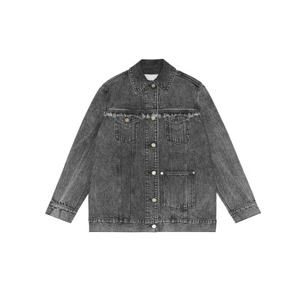 Ganni SNOW WASHED DENIM OVERSIZED JACKET - WASHED BLACK | Garmentory