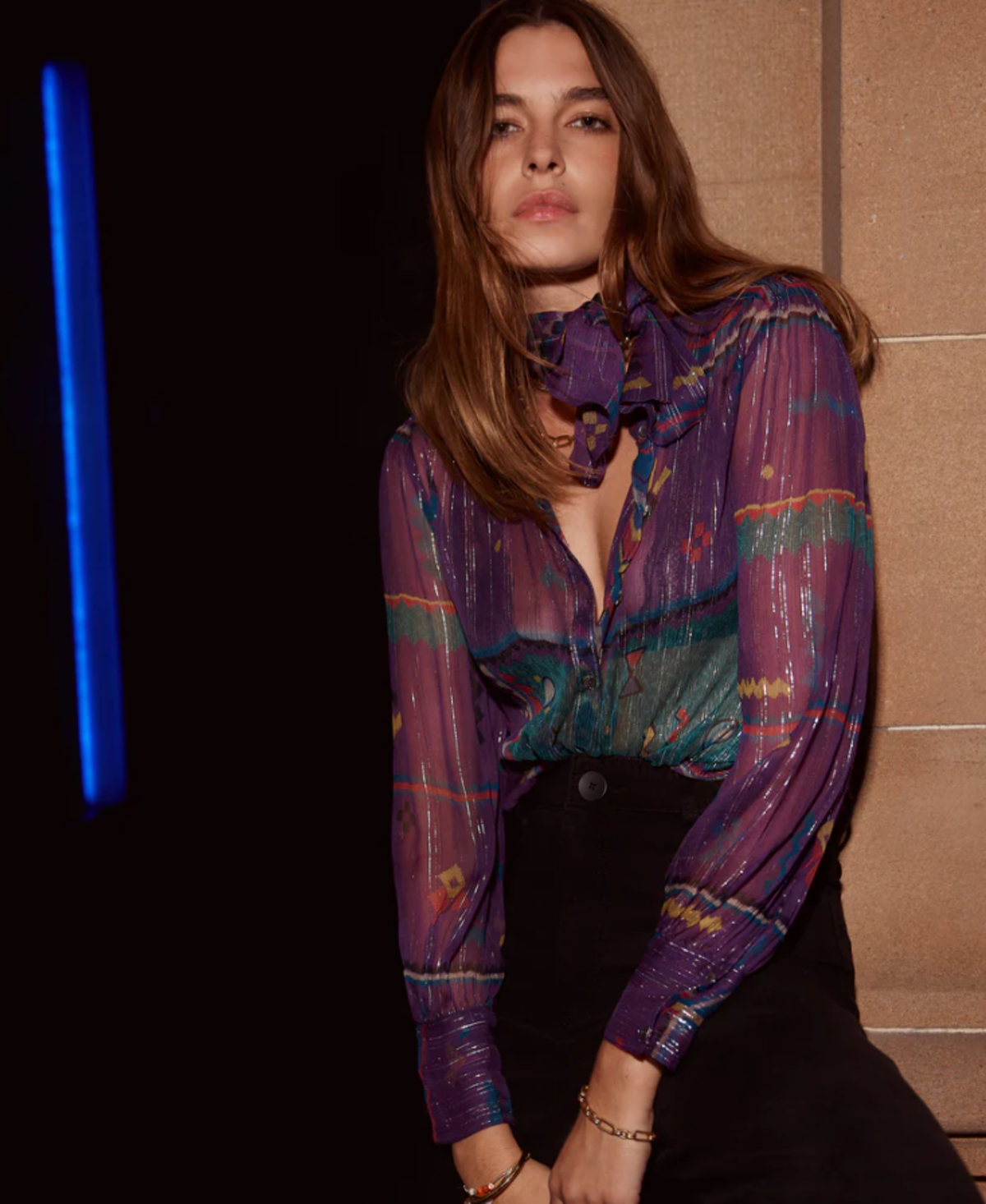 Marie Louise de Monterey Blouse - Iridescent Rainbow | Garmentory