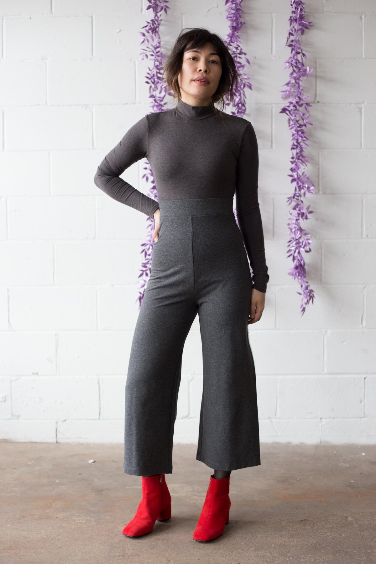 Maggie Jayne Turtleneck Body Suit - Charcoal | Garmentory