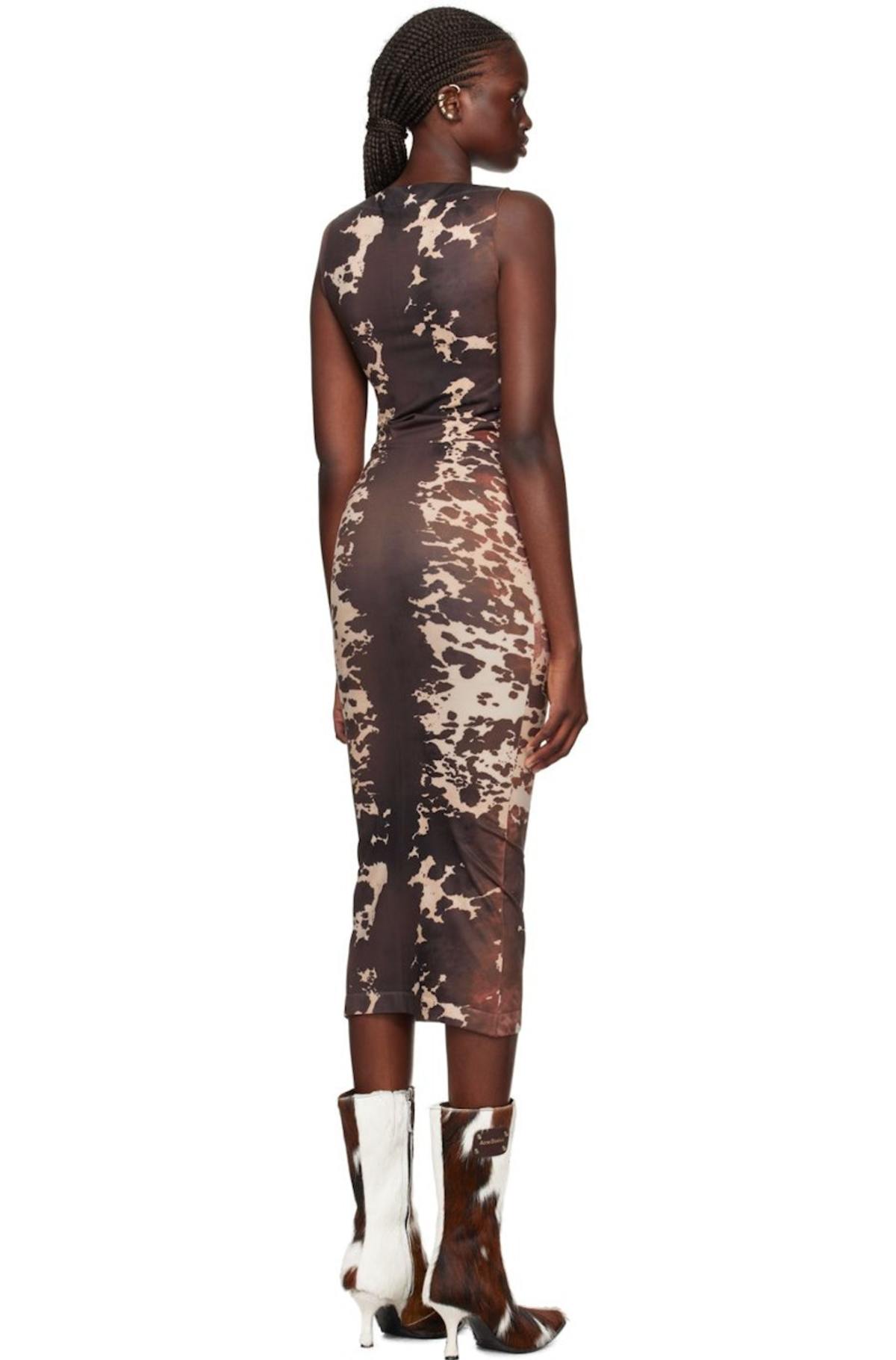Acne Studios Cow Print Midi Dress - Brown | Garmentory