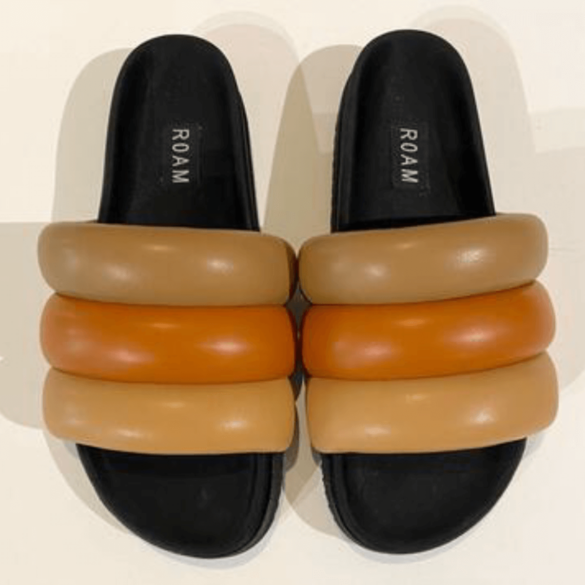 [Pre - Loved] Roam Puffy Sandals - Orange Vegan Leather | Garmentory