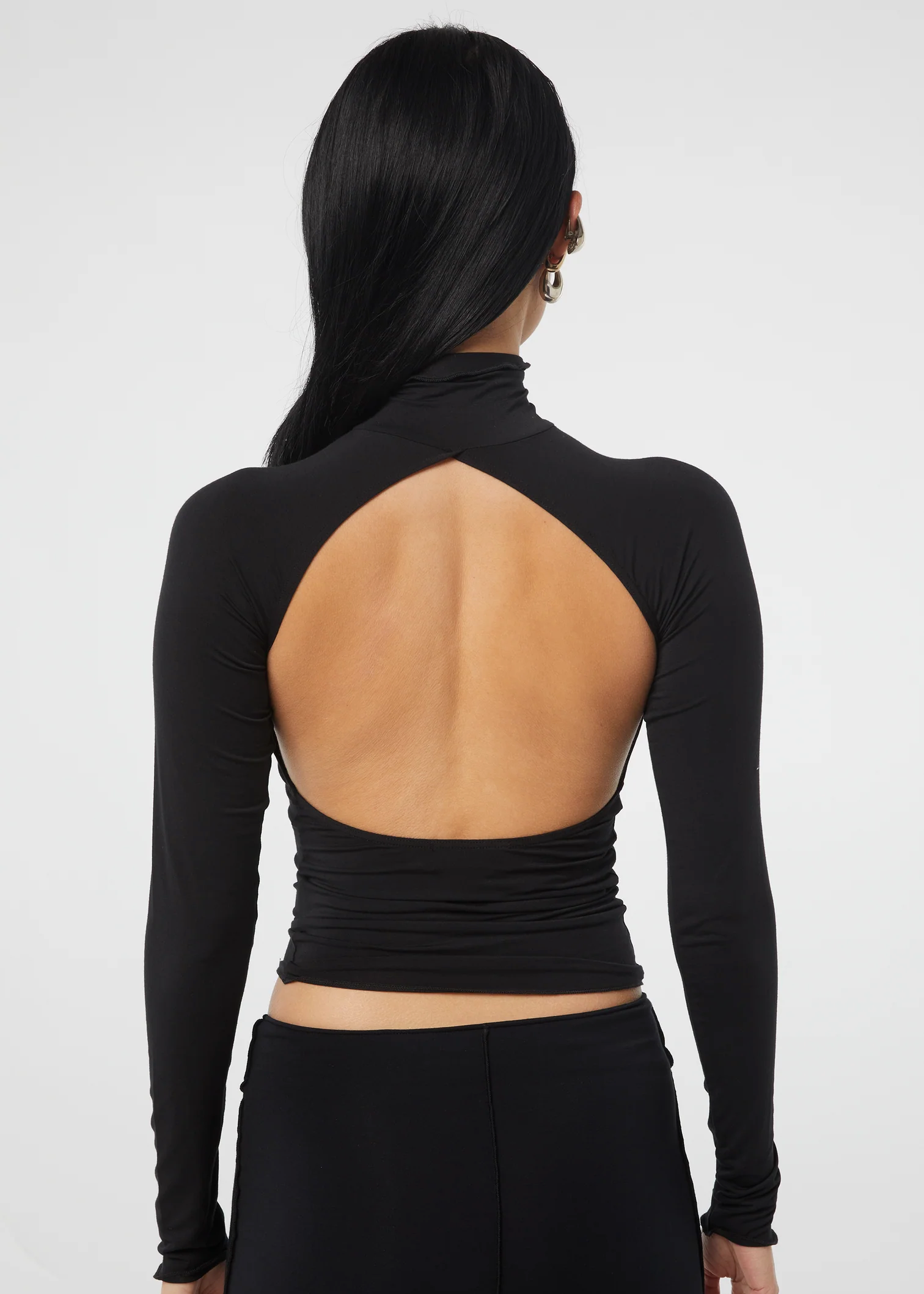 The Line By K Margaux Turtleneck Top with Open Back | Garmentory