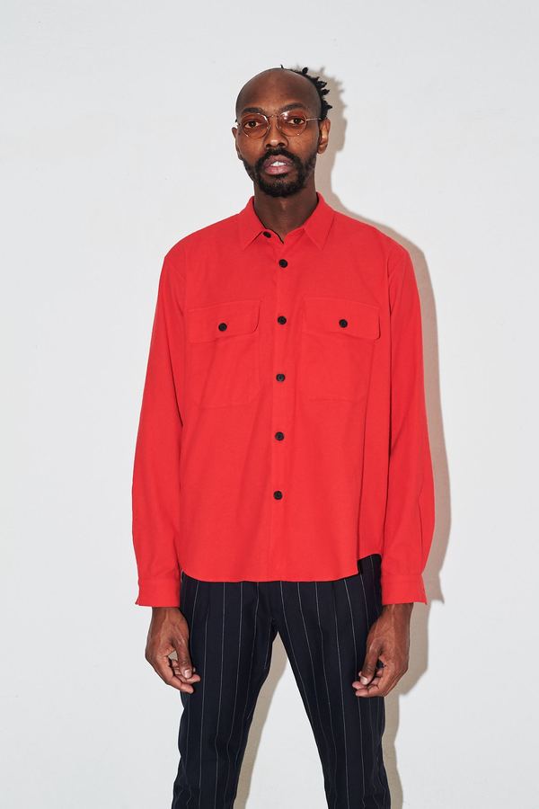 Assembly New York Fleece Poet Shirt - Red | Garmentory